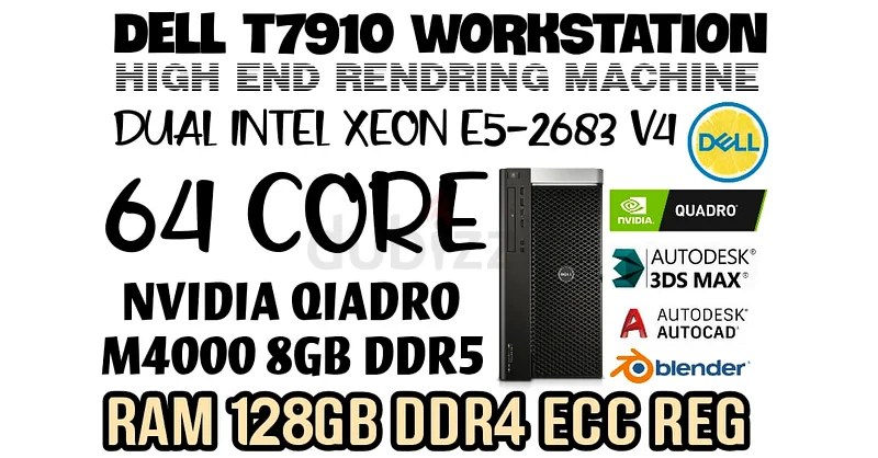 128GB RAM DDR4 DELL T7910 WORKSTATION 64 CORE 2 INTEL XEON E5-2683 V4 ...