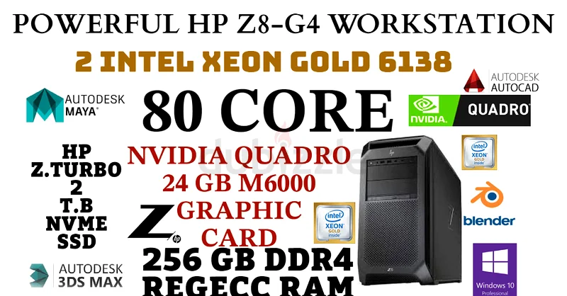 80 CORE+256GB RAM+24GB NVIDIA QUADRO GRAPHIC-HP Z8-G4 WORKSTATION-2 ...