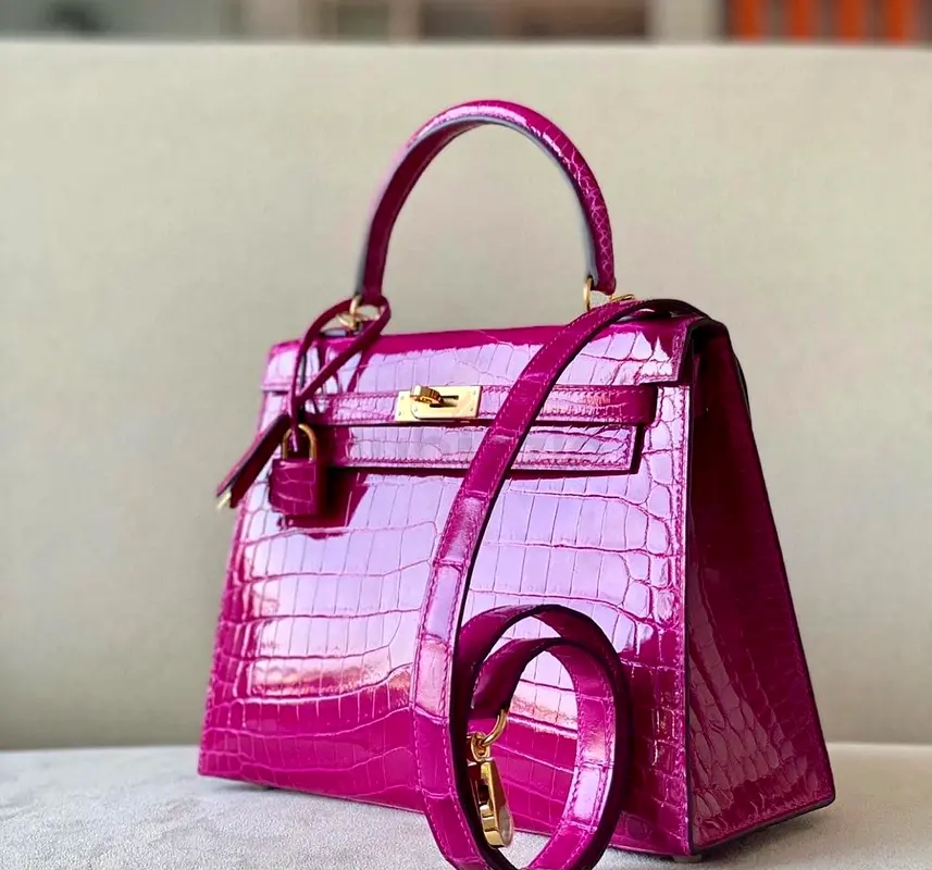 Hermes Kelly 25 Croco Handbag - Shocking Pink | dubizzle