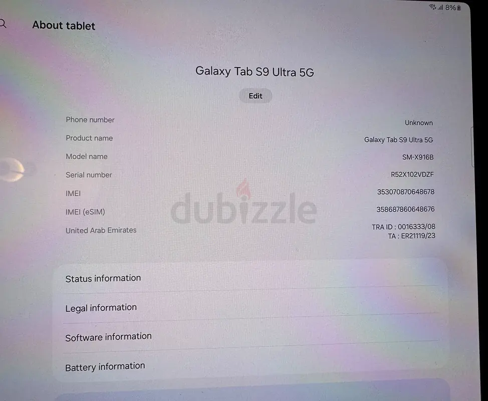 Samsung Tab S9 Ultra 5G with Sim TRA black 12gb 256gb excellent ...