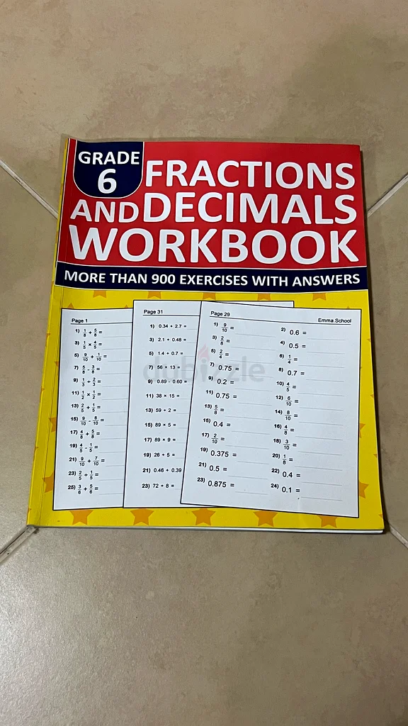 Fractions And Decimals Workbook For Grade 6 | دوبيزل