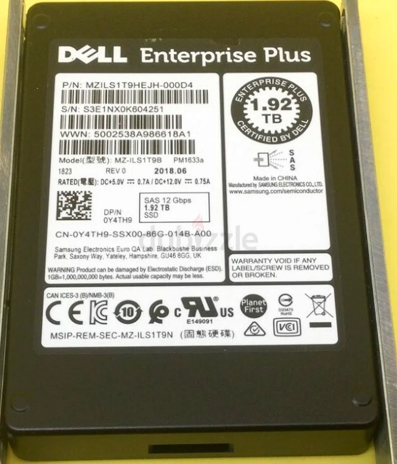 Dell Enterprise PLUS 1.92 TB SAS RI SSD-SAS 12Gbps 2.5 Mixed-Use SSD ...