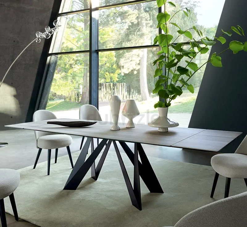 ROCHE BOBOIS Cigale Dining Table extendable Travertino Grigio 8 seater ...