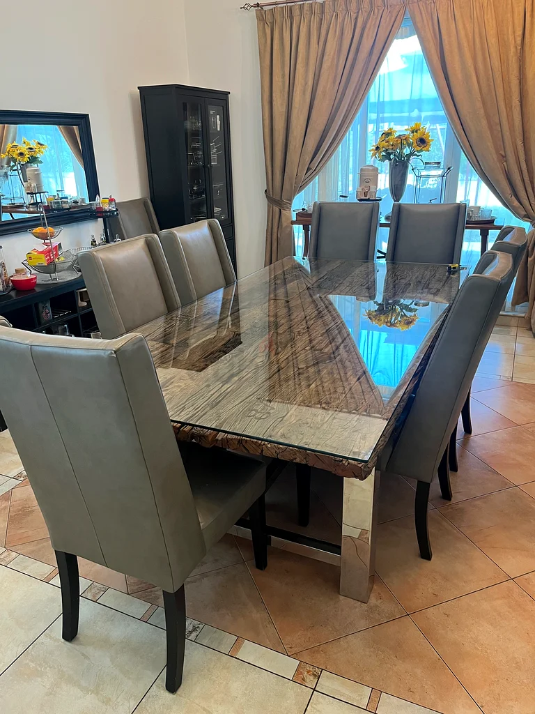 Marina Home dining table with 10x leather chairs | dubizzle Dubai