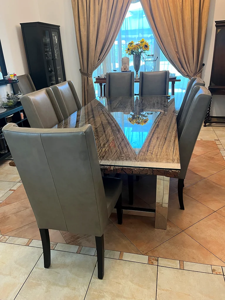 Marina Home dining table with 10x leather chairs | dubizzle Dubai