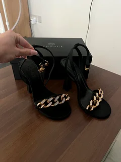 Elegant Versace Black Heels with Gold Accents | dubizzle