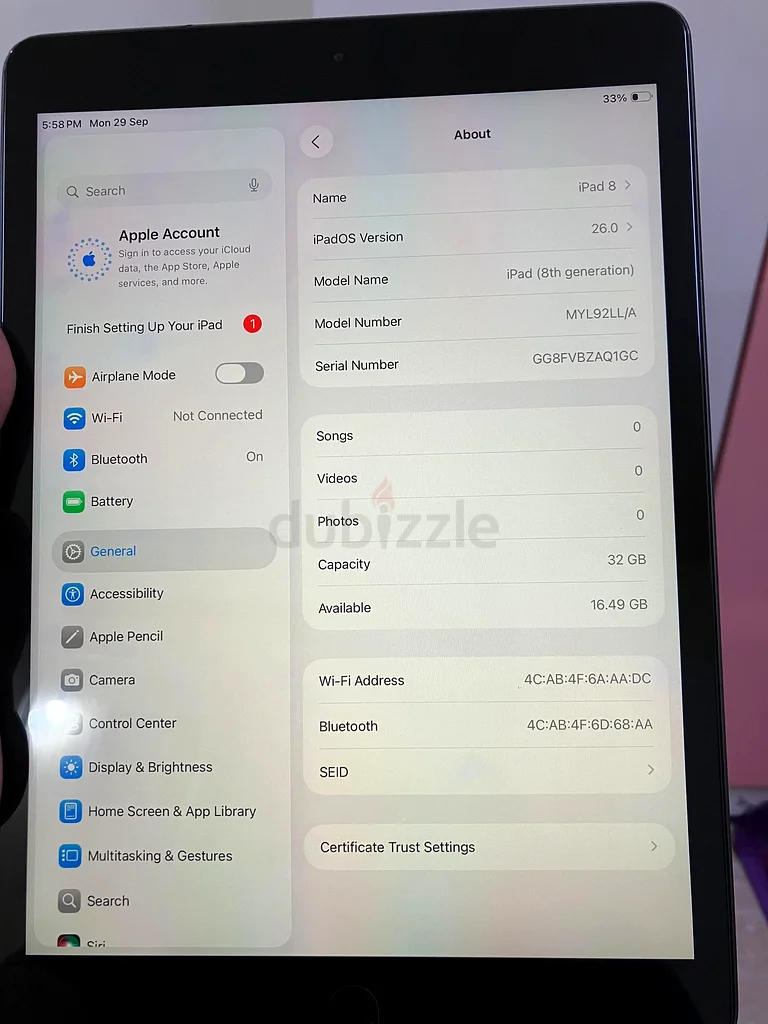 IPAD- 8 (8th Generation-32GB) for Sale- Mint Condition | dubizzle Abu Dhabi