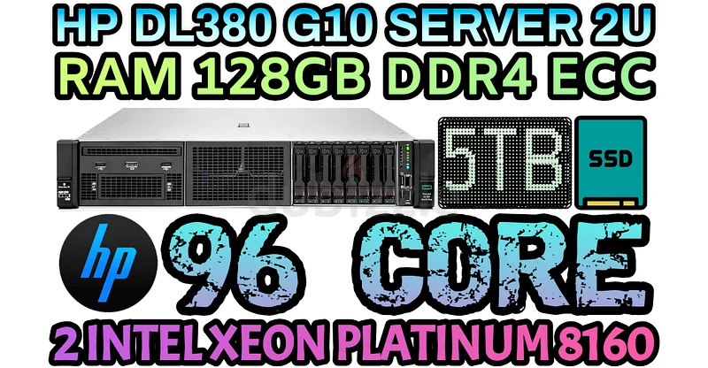 128GB RAM HP PROLIANT DL380 G10 SERVER 96 CORE 2 INTEL XEON PLATINUM ...