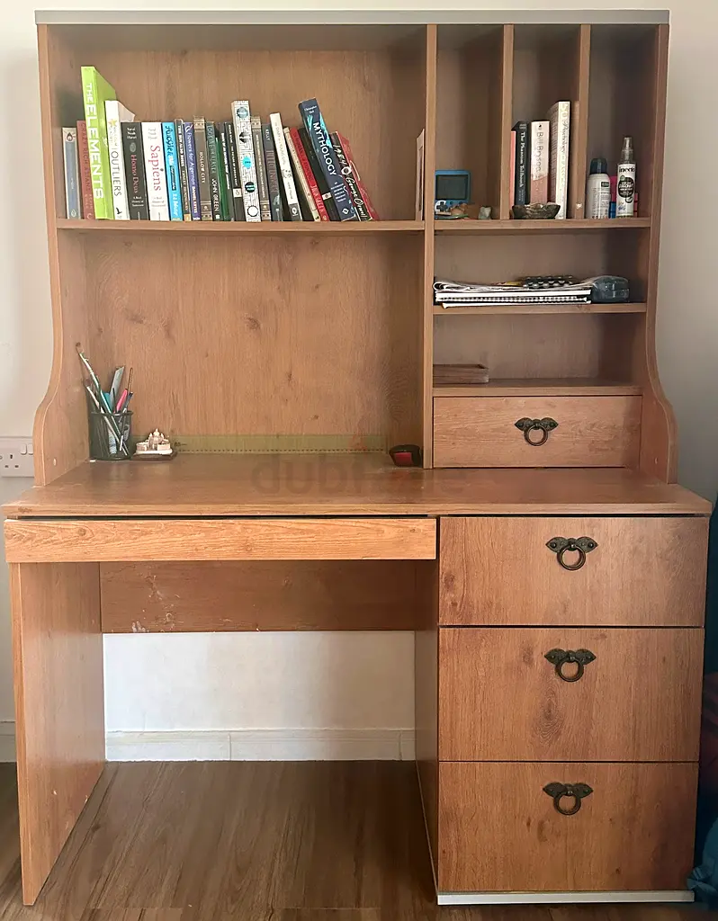 Two Classic Wooden Study Table with Shelves Drawers | dubizzle