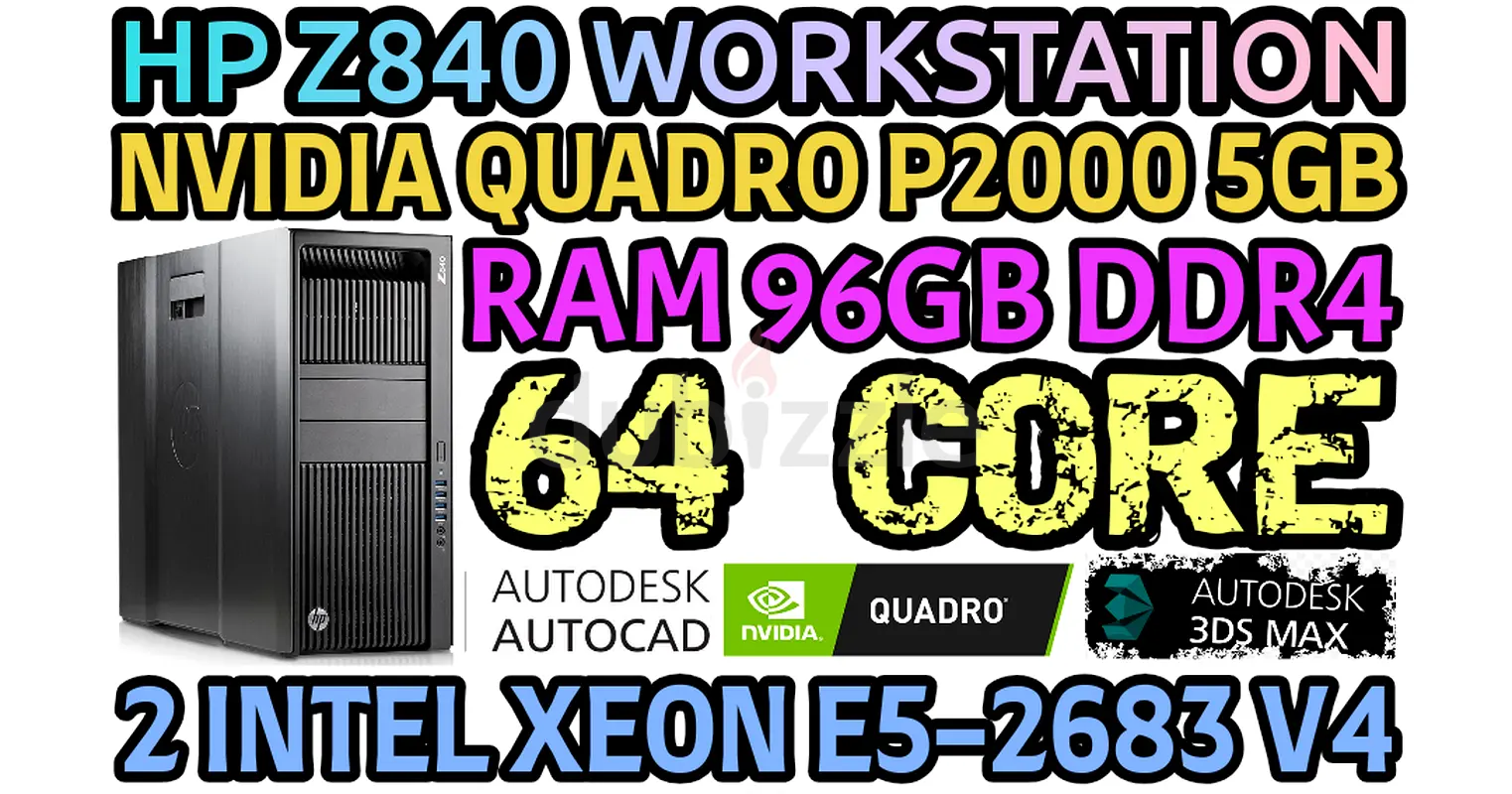 HP Z840 WORKSTATION 96GB RAM DDR4 64 CORE 2 INTEL XEON E5-2683 V4 ...