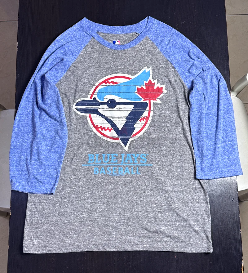 MLB Toronto Blue Jays Retro Grey Baseball Tee 3/4 Sleeve Large ...