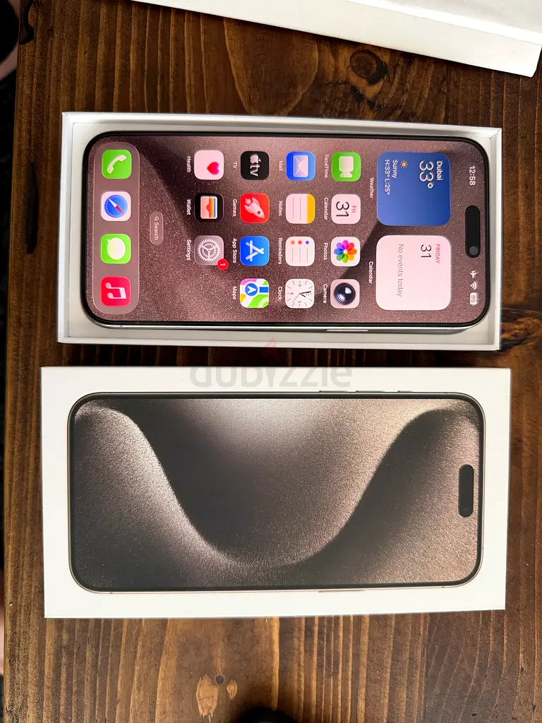 Apple iPhone 15 Pro Max natural titanium 255 gb with Box | دوبيزل دبي
