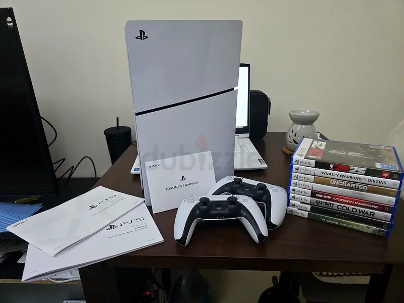 PS5 Slim Disc Edition with 2 controllers plus 8 games included ...