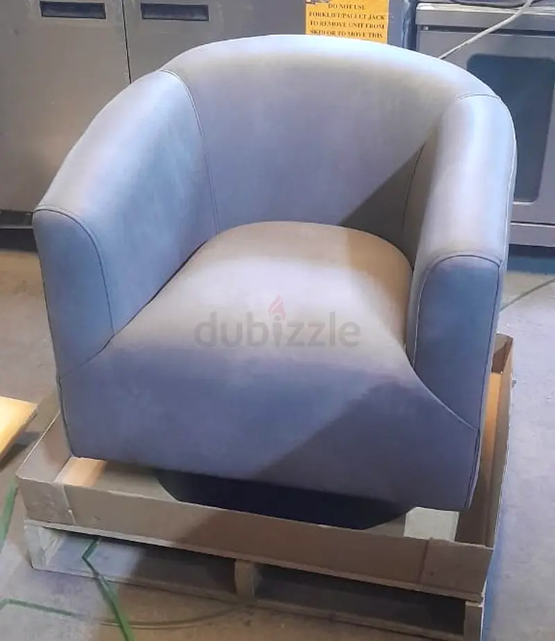 Navy Blue Backless Barstool, Revolving Leather Sofa and Round Coffee ...