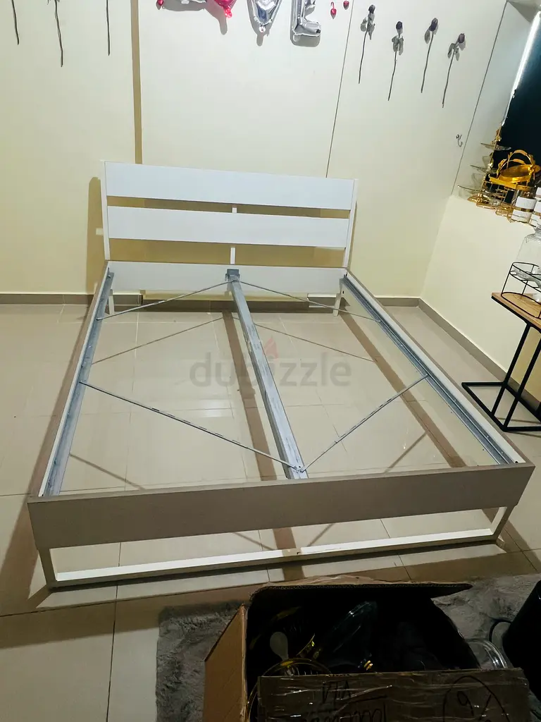 Stylish White Wooden Bed with Two Side Tables Nightstands | dubizzle ...