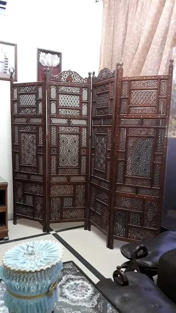 Elegant Wooden Room Divider with Intricate Carvings | dubizzle Sharjah