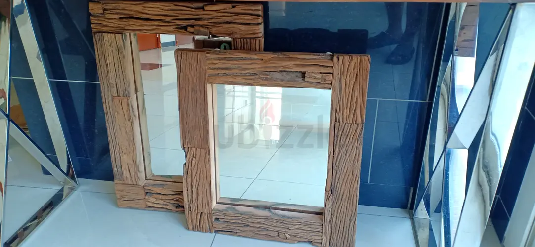 2 SMALL RAILWAY WOOD MIRRORS FOR SALE | dubizzle Abu Dhabi