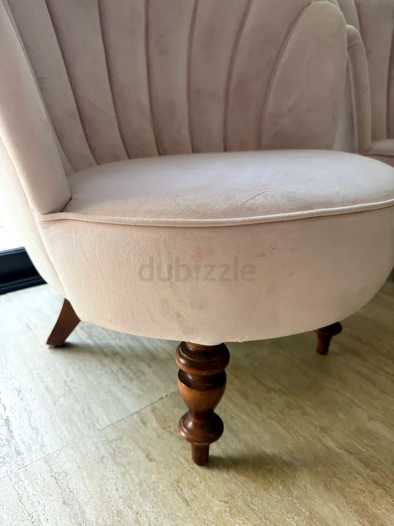 Pair of Blush Scallop Shell Accent Chairs – Velvet – Good Condition ...
