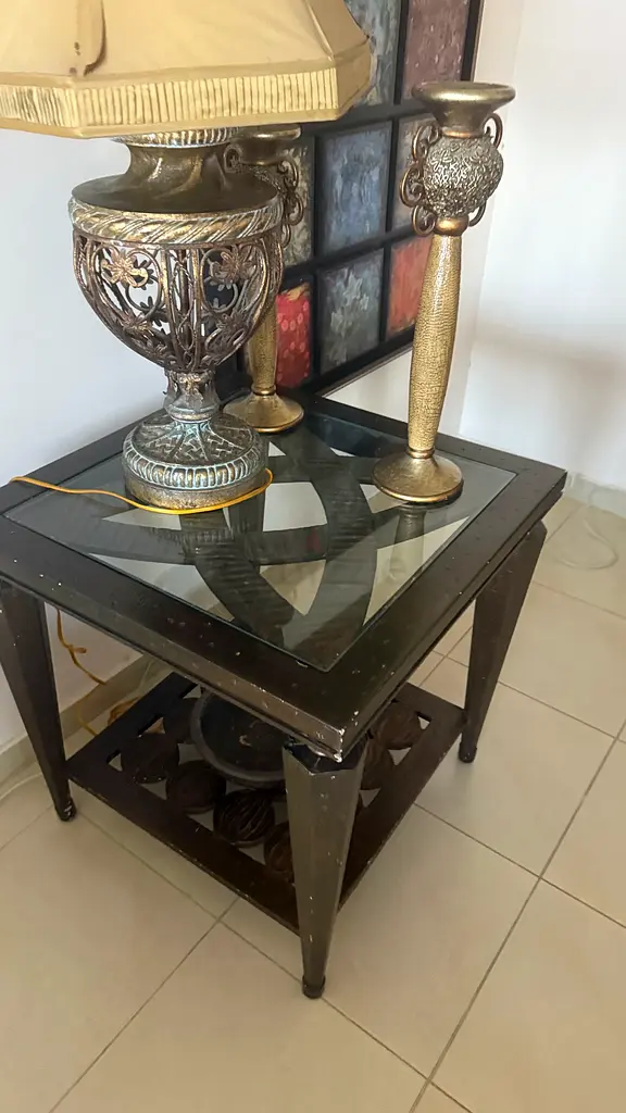 Chic Vintage Side Table with Glass Top | dubizzle Abu Dhabi