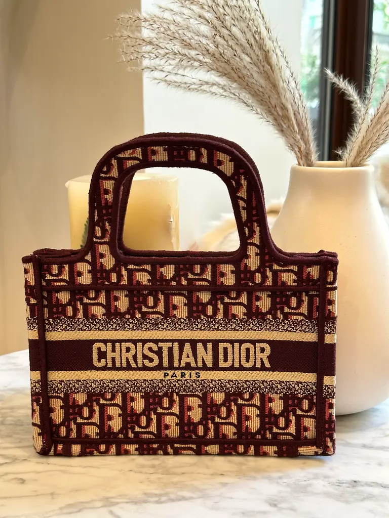 Pre-Loved Authenticity not Guaranteed Dior Burgundy Oblique Embroidery ...