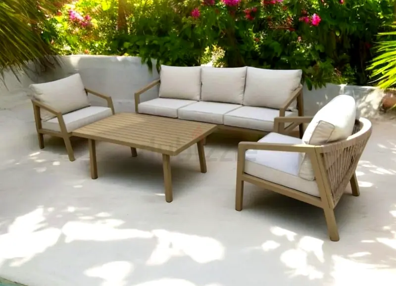 Beautiful High Quality Rope Design Beige color Aluminium Garden Sofa ...