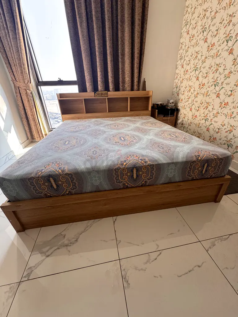 Comfortable Queen Size Bed with Stylish Headboard | dubizzle Sharjah