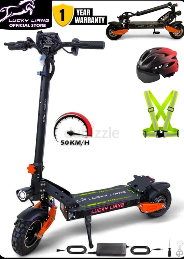 Lucky Lion Electric Scooter with Helmet and Accessories - Fast Fun Ride ...