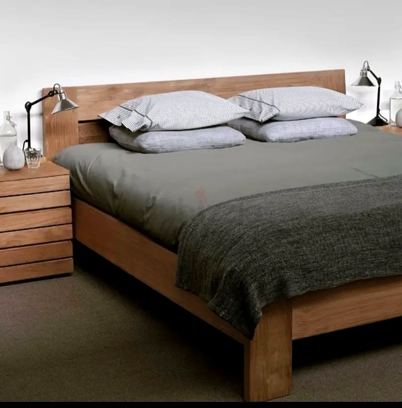 MARINA HOME Maya teak wood bed frame king size 180x200 with x2 ...
