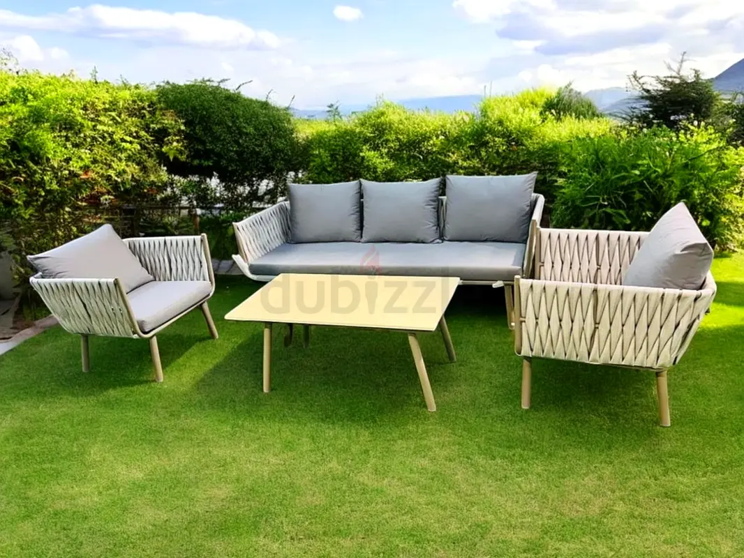 Beautiful Modern Rope Design Aluminium Garden Sofa with Marble Top ...