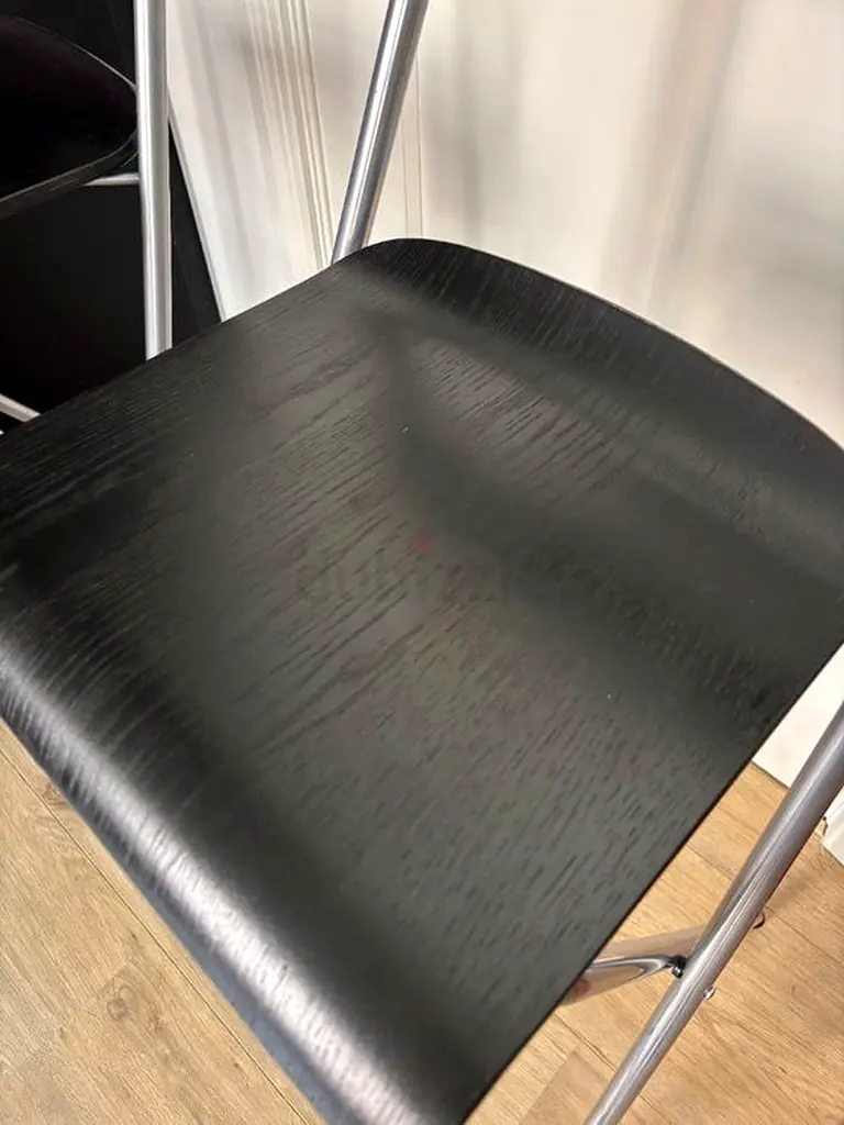 IKEA FRANKLIN Bar stool with backrest, foldable, black/black, 74 cm ...