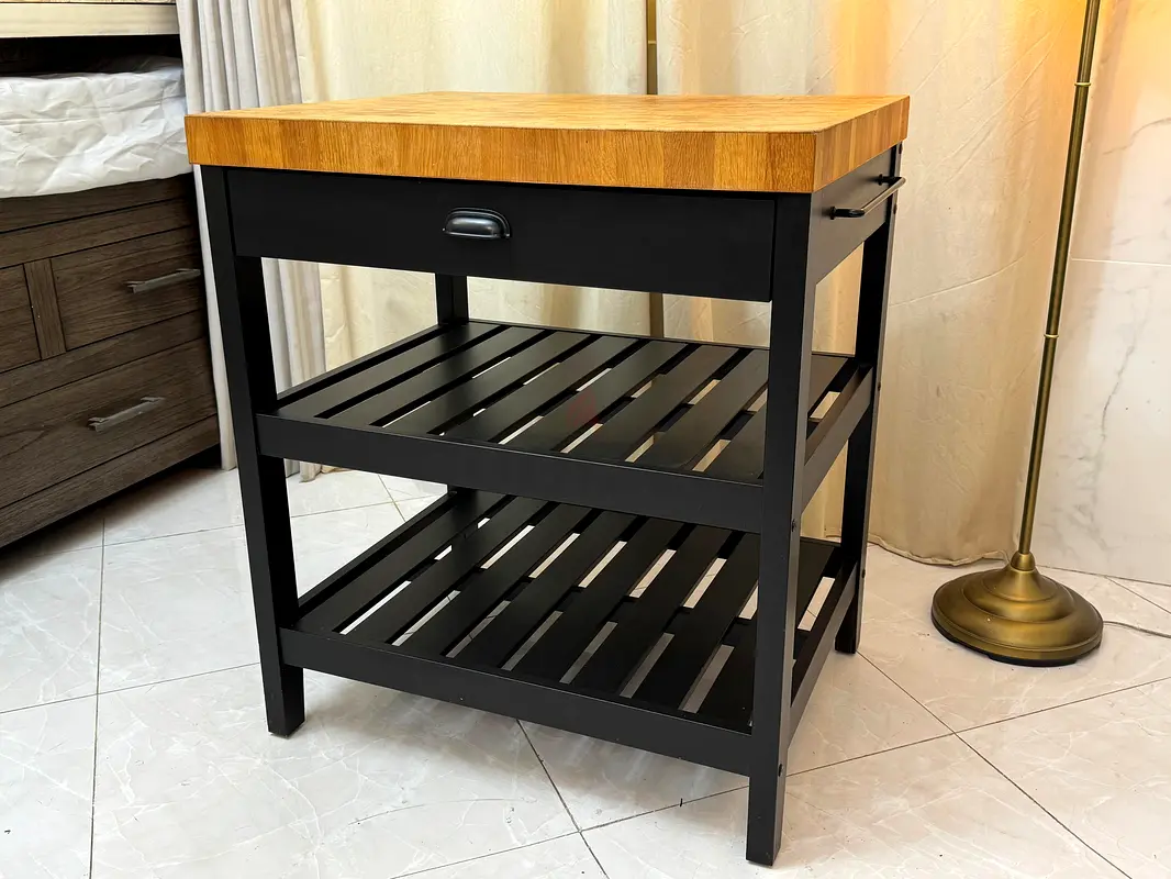 VADHOLMA Kitchen island, black/oak, 79x63x90 cm | dubizzle Dubai