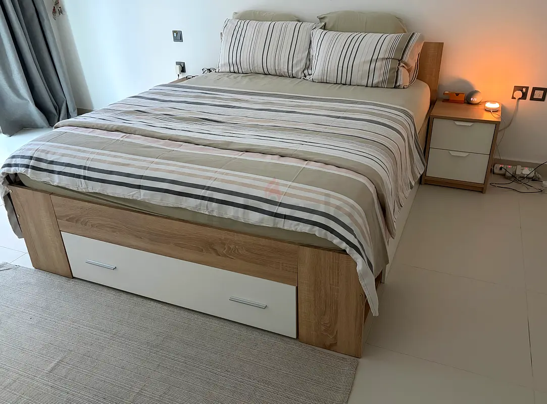 Jysk Bed and bed side tables | dubizzle Dubai