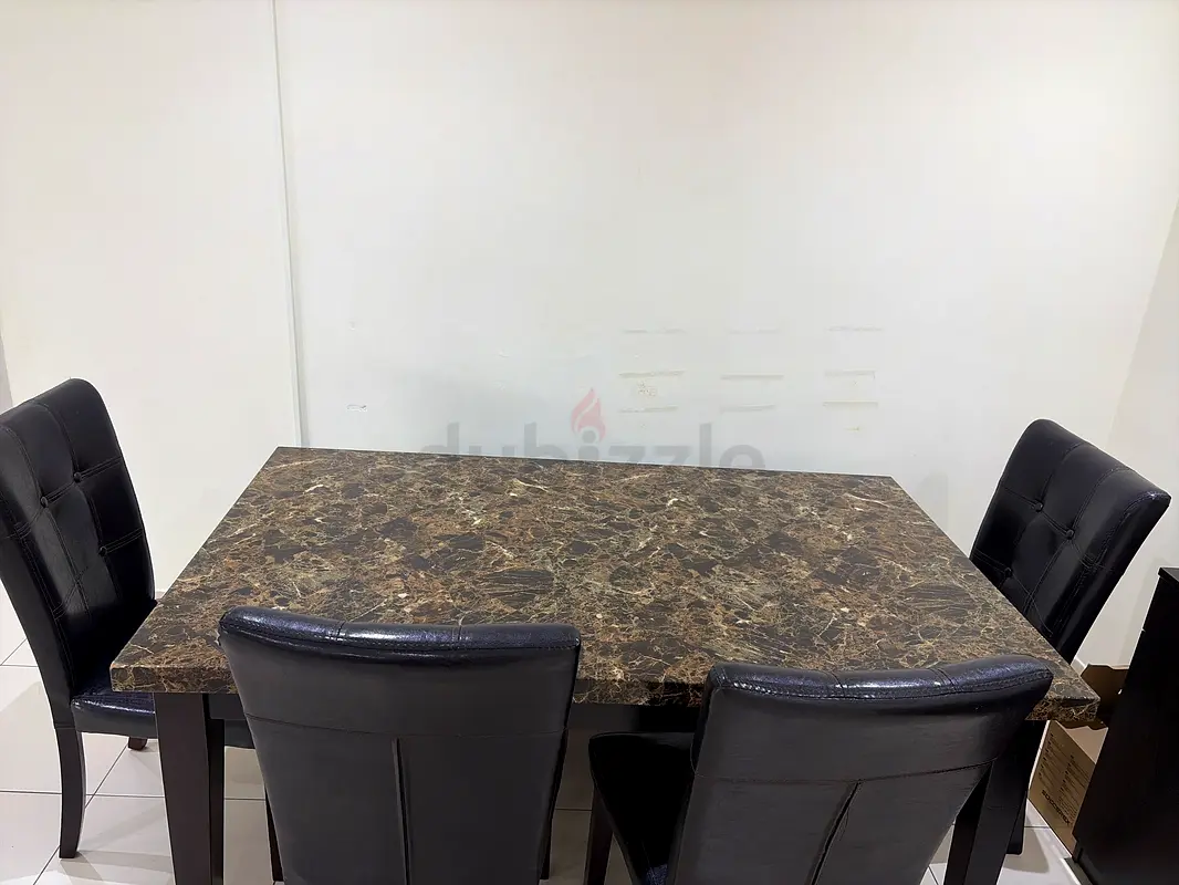 Elegant Marble look Dining Table Set with Comfortable Chairs and bench ...