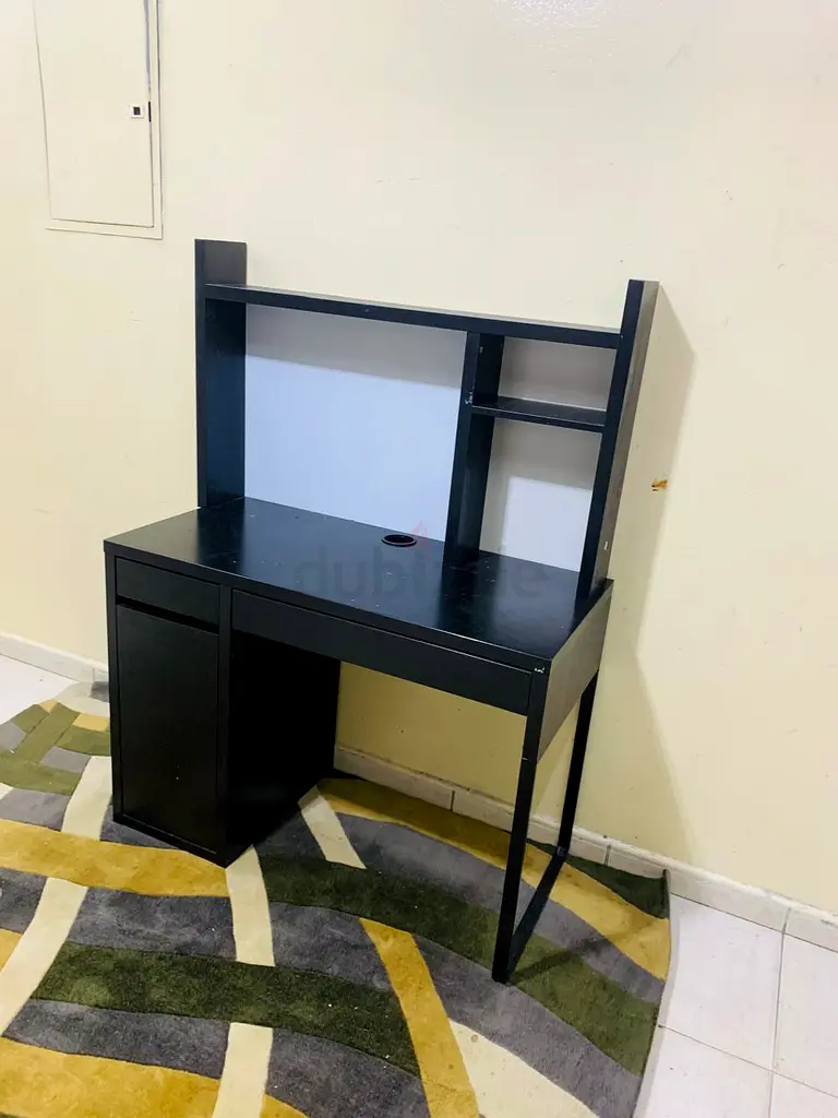 Compact Black Study Table with Shelves | dubizzle Dubai