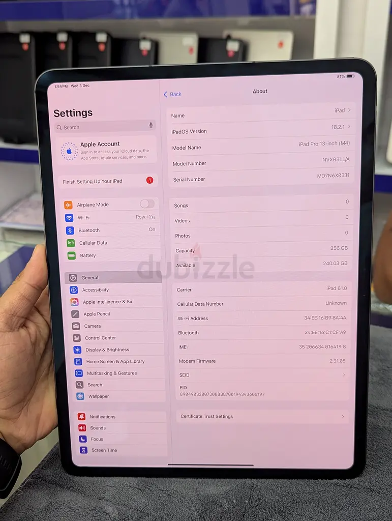 Ipad Pro 13 inch M4 256GB 100% SIM CARD BLACK | dubizzle Dubai