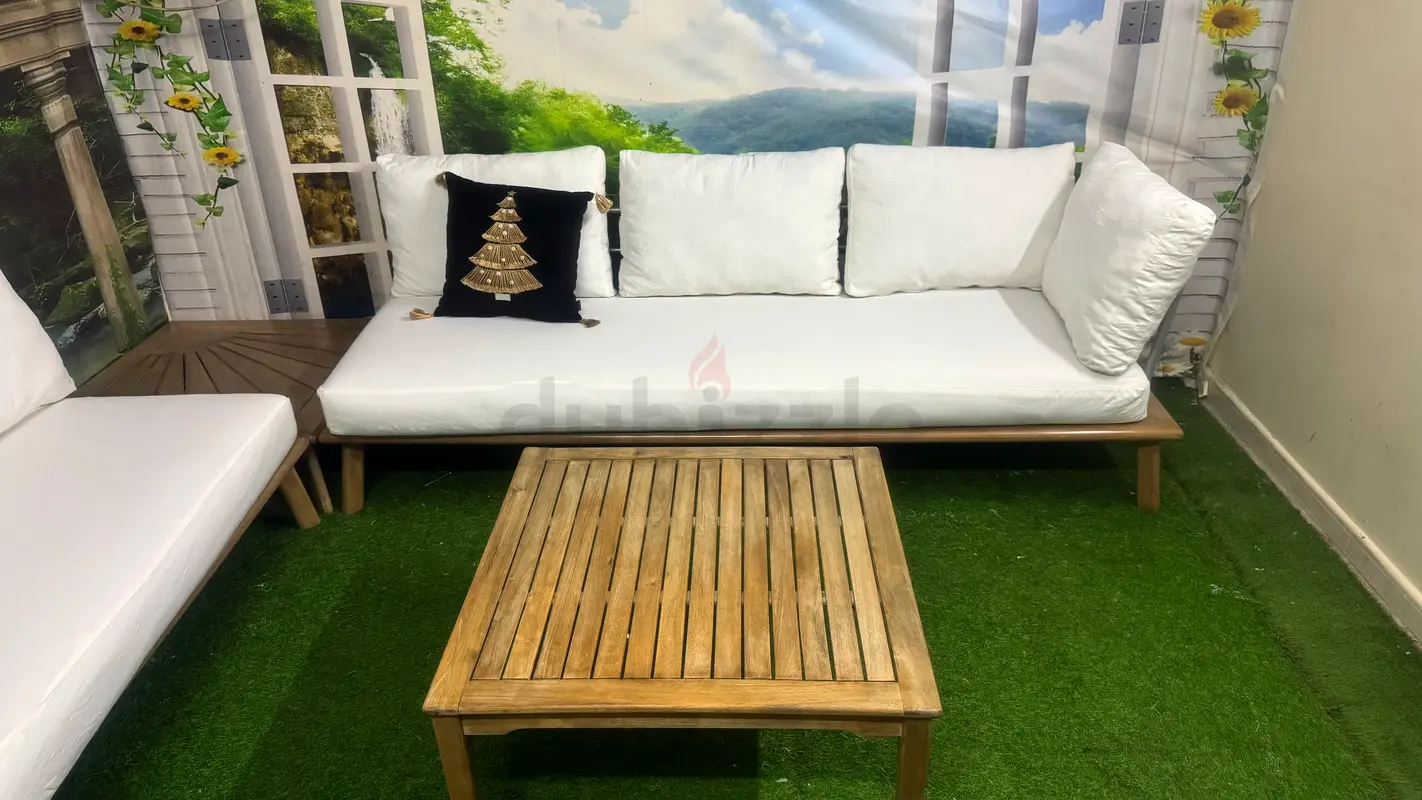Amsterdam 5-Seater Acacia Wood Outdoor Sofa Set with 2 tables for ...