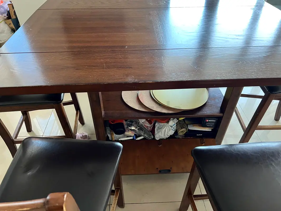 Stylish Wooden Dining Table and chairs with Storage | dubizzle Abu Dhabi