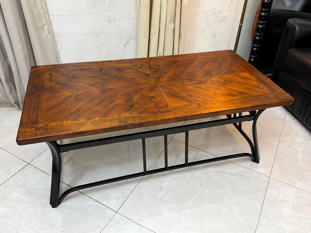 Wood and Black Metal Coffee Table | dubizzle UAE