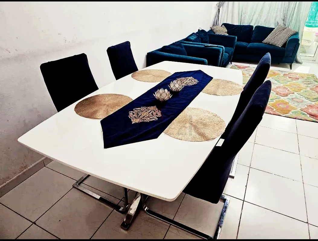 Very Classy High End Luxury Marble Vinyl Top Dining Table Elegant 6 ...