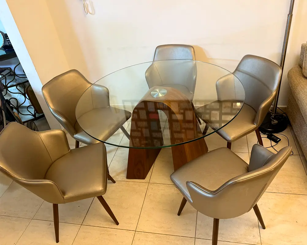 Modern Glass Dining Table with Stylish Chairs (Linus Dining Set) from ...