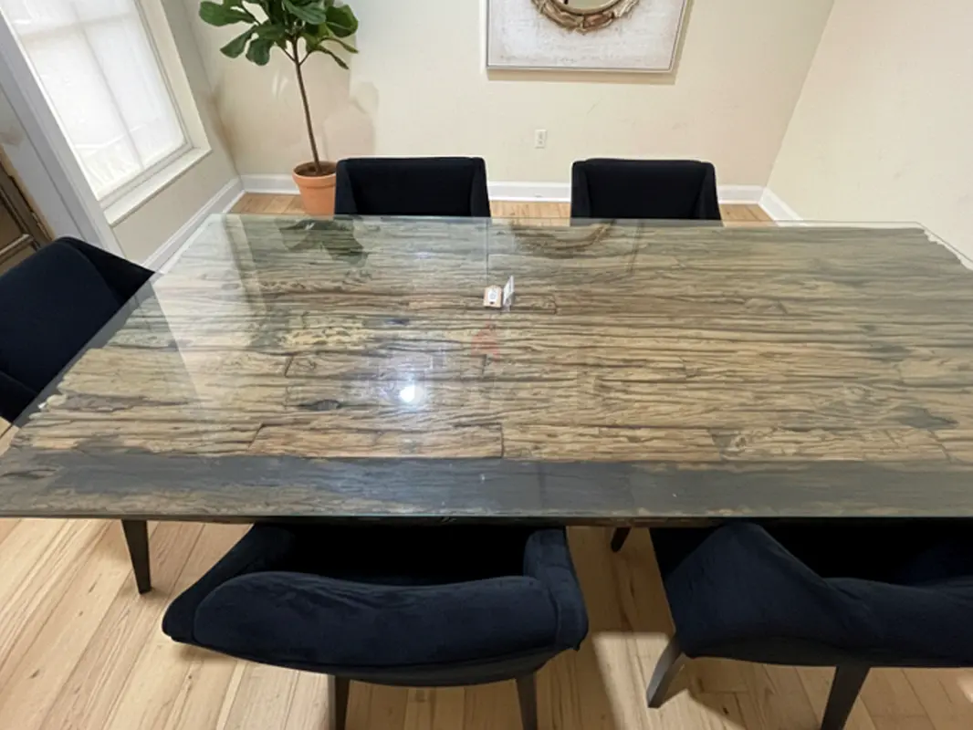 Table , dinning , Railway wood table with 6 chairs | dubizzle Umm al Quwain