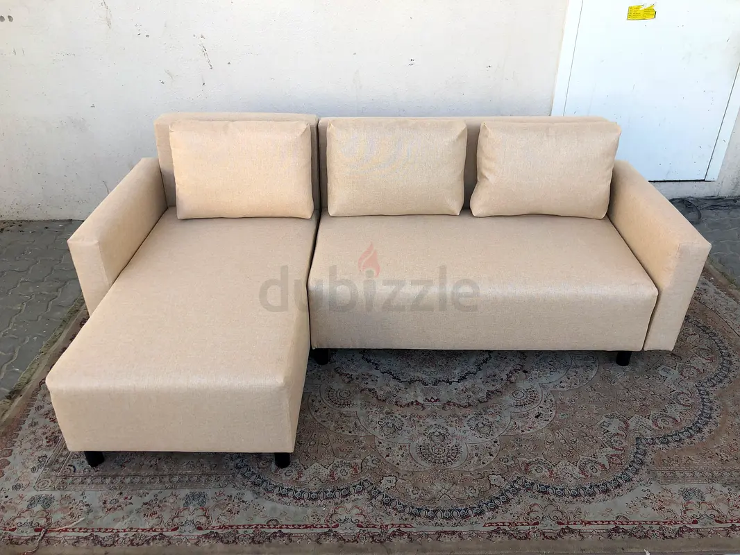 Ikea l shape sofa com bed with storage beige | dubizzle Ras al Khaimah