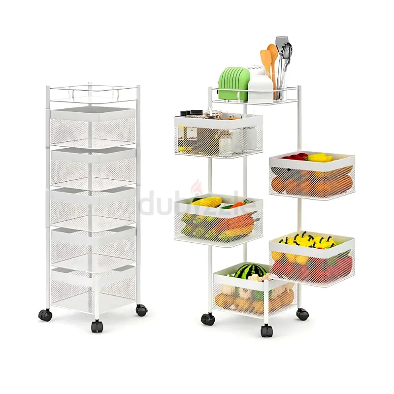 5 LAYER REVOLVING MULTI PURPOSE CART – WHITE COLOR | SQUARE SHAPE 5 ...