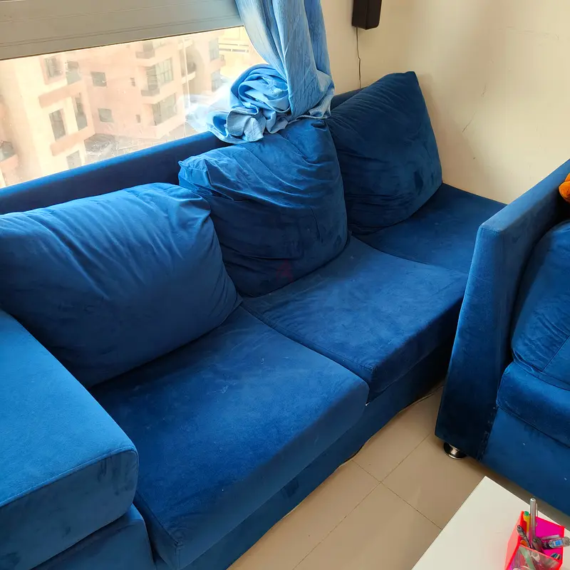 Urgent Home box 5 seater blue L shaped sofa Aed 200 | dubizzle Dubai