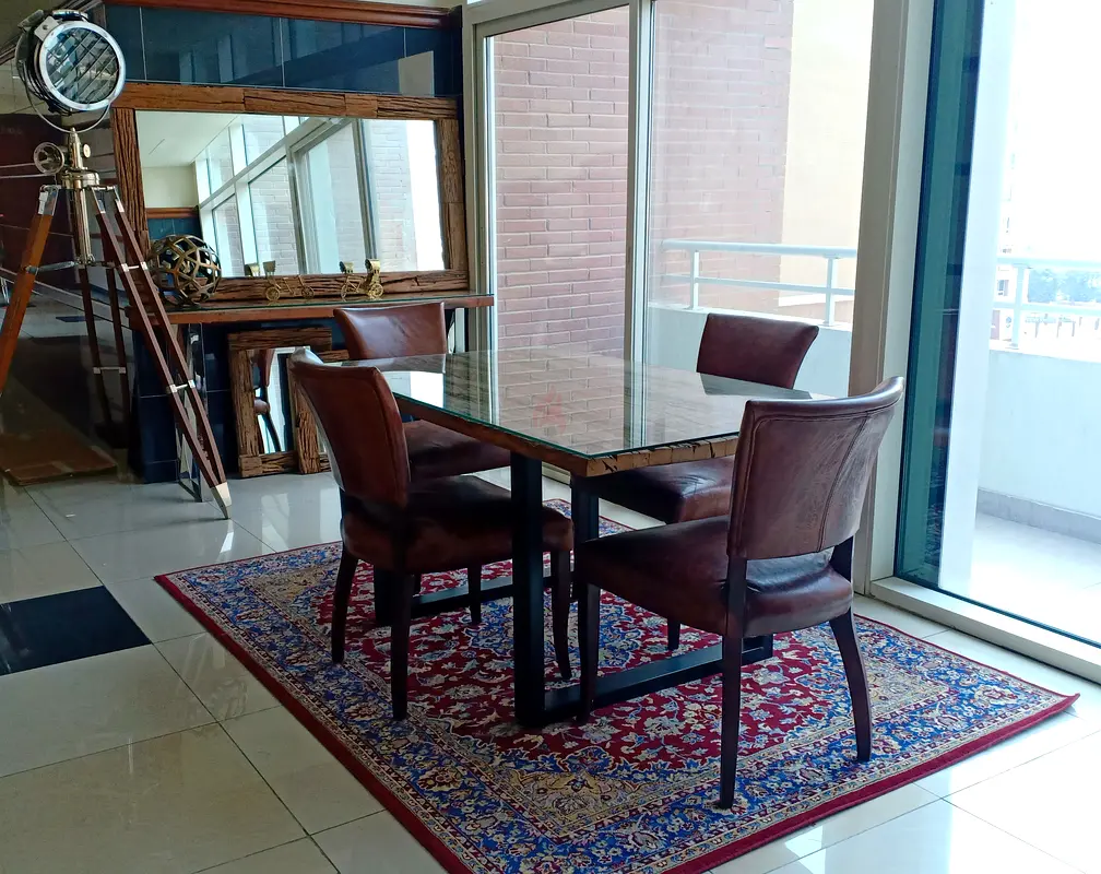 Heavy Dining Table and 4 Leather Chairs for sale | dubizzle Abu Dhabi