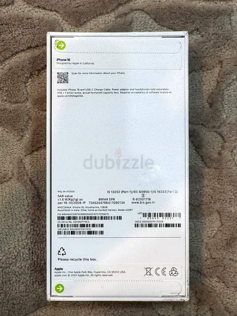 New Apple iPhone 16 - 128GB, Stunning Blue Color | dubizzle Abu Dhabi