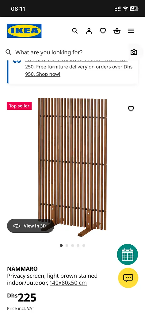 NÄMMARÖ Privacy screen, light brown stained indoor/outdoor, 140x80x50 ...