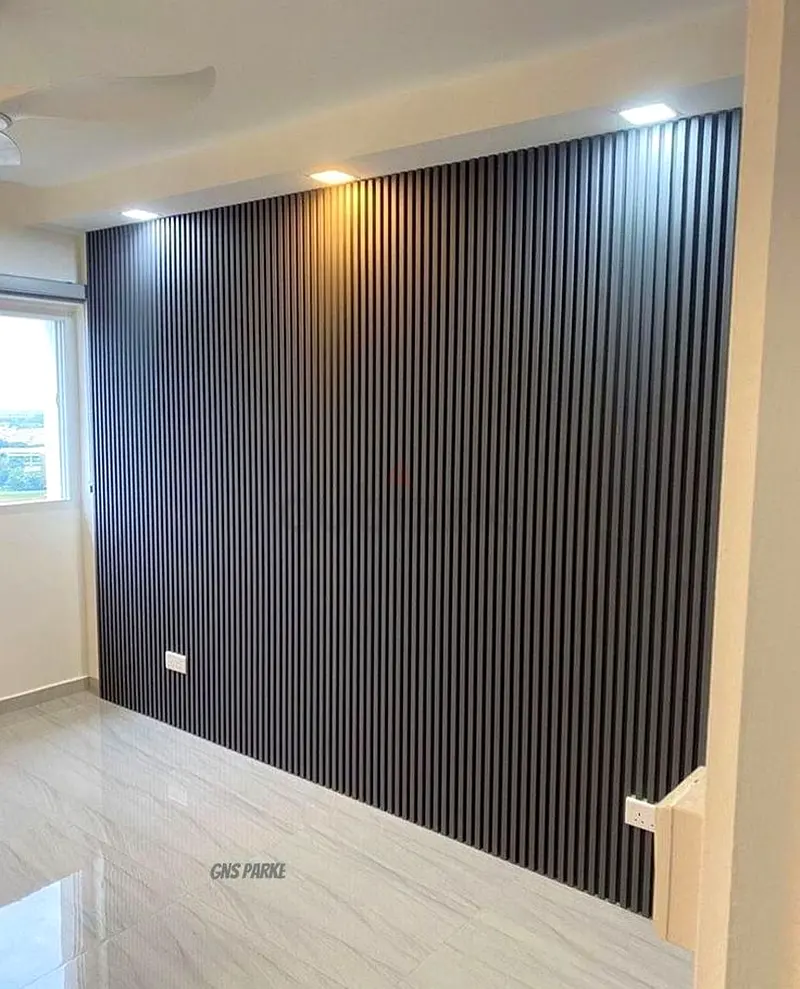 Custom-Made Fluted Wall Panel Featuring Vertical Wooden Slats and ...