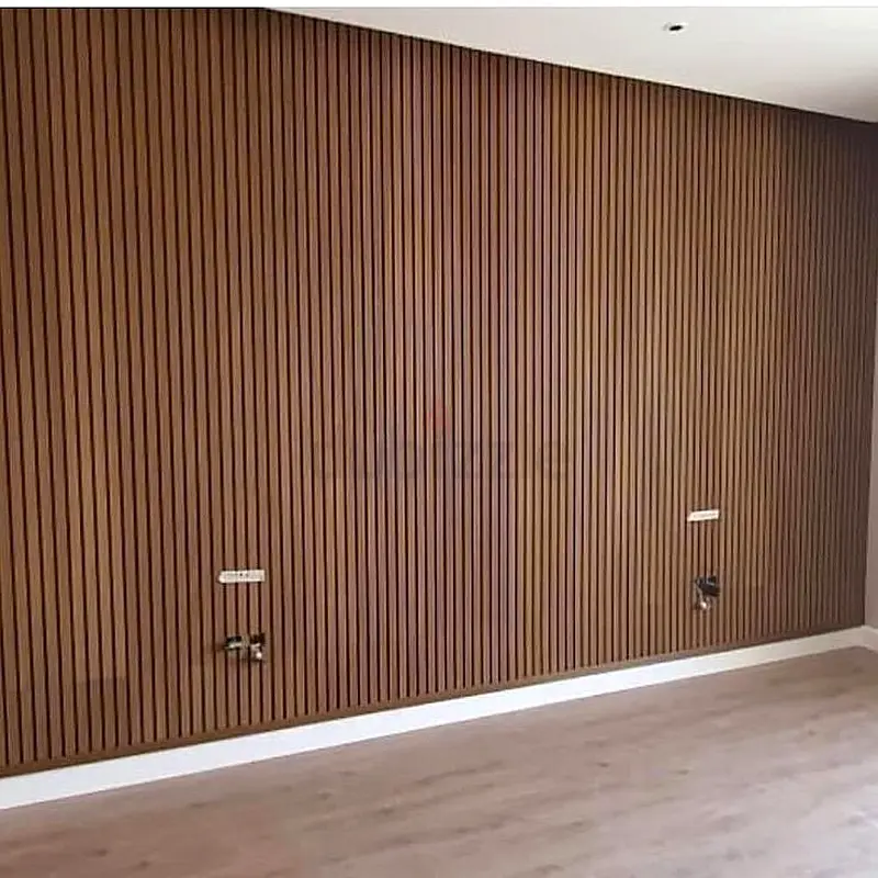 Custom-Made Fluted Wall Panel Featuring Vertical Wooden Slats and ...
