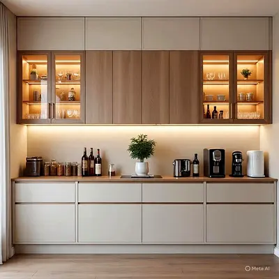 Classifieds: Modern built-bar cabinets (wall + base) – light oak cream ...